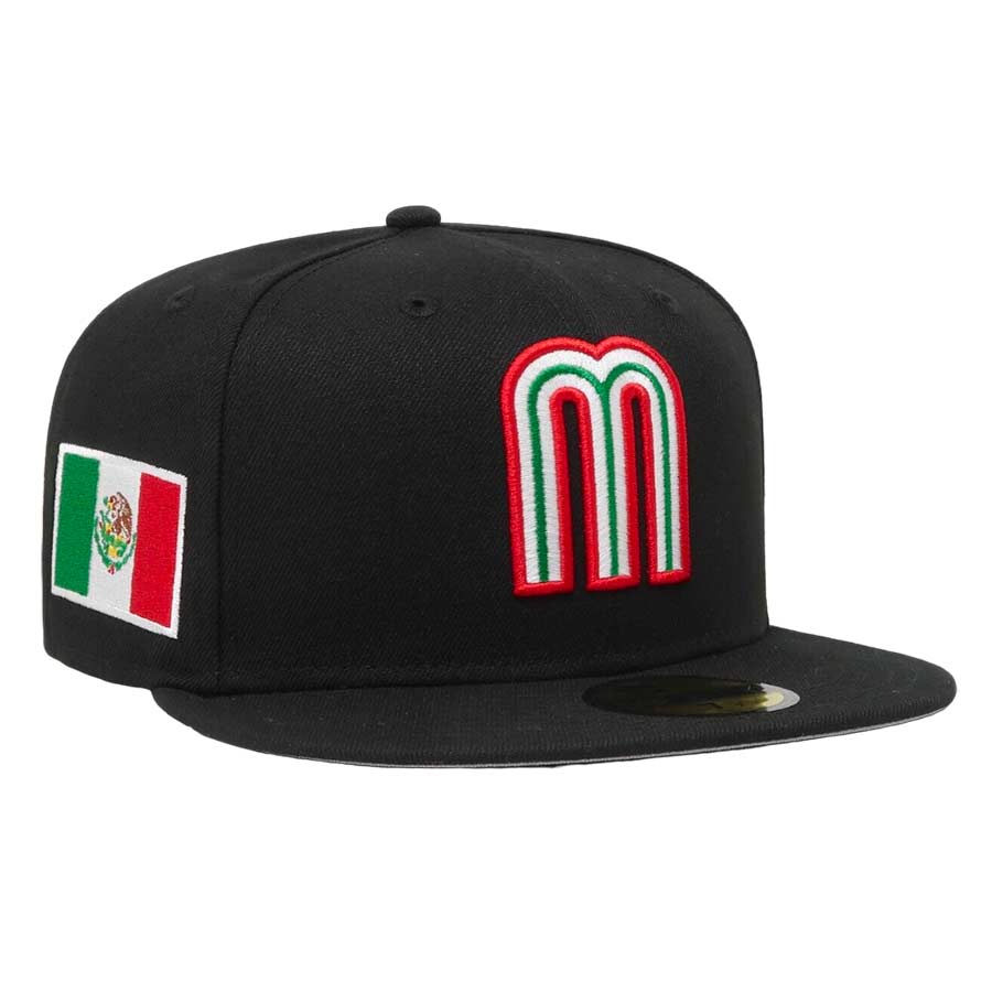 Mexico Black WBC Mexico Flag Patch Gray UV 59FIFTY Fitted Hat