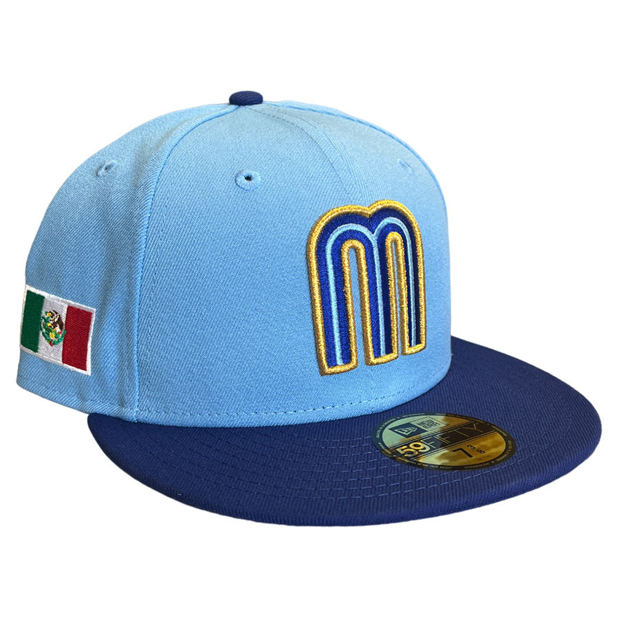 Mexico Sky Blue Royal Mexico Flag Patch Royal UV New Era 59FIFTY Fitted Hat