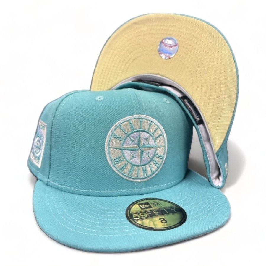 Seattle Mariners Teal Compass Logo 40th Anniversary Patch Pastel Yellow ...