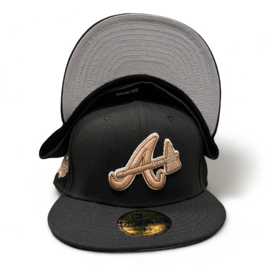 Atlanta Braves Black Rose Gold 1999 WS Patch Gray UV New Era 59FIFTY ...