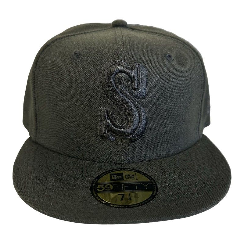 Seattle Mariners Black on Black Cooperstown S Logo New Era 59FIFTY ...