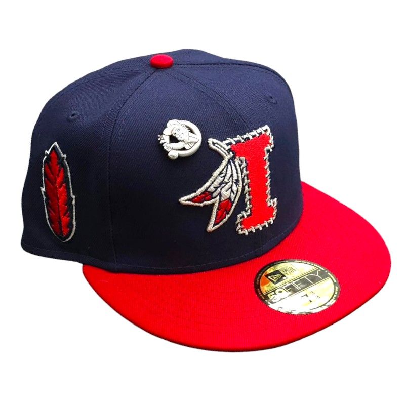 Kinston Indians Navy Red Two Tone Leon in the Lab Feather Patch Green ...