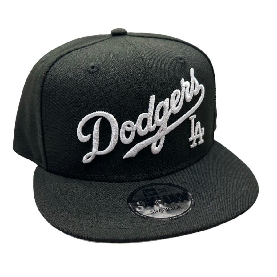Los Angeles Dodgers Black and White Script LA Gray UV New Era 9FIFTY ...