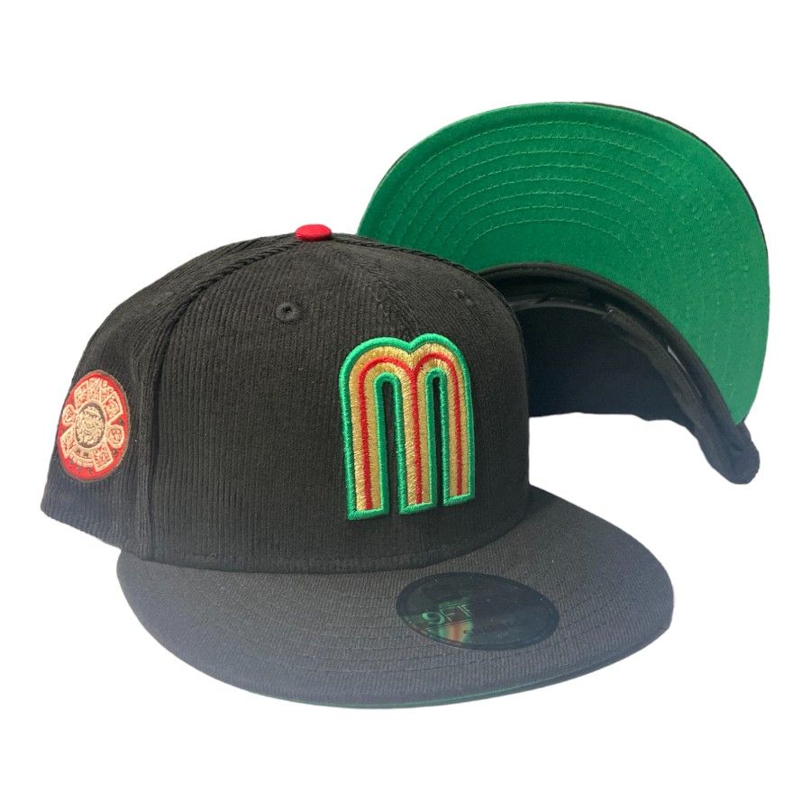 Mexico Black Cord Two Tone Aztec Patch Green UV New Era 9FIFTY Snapback Hat