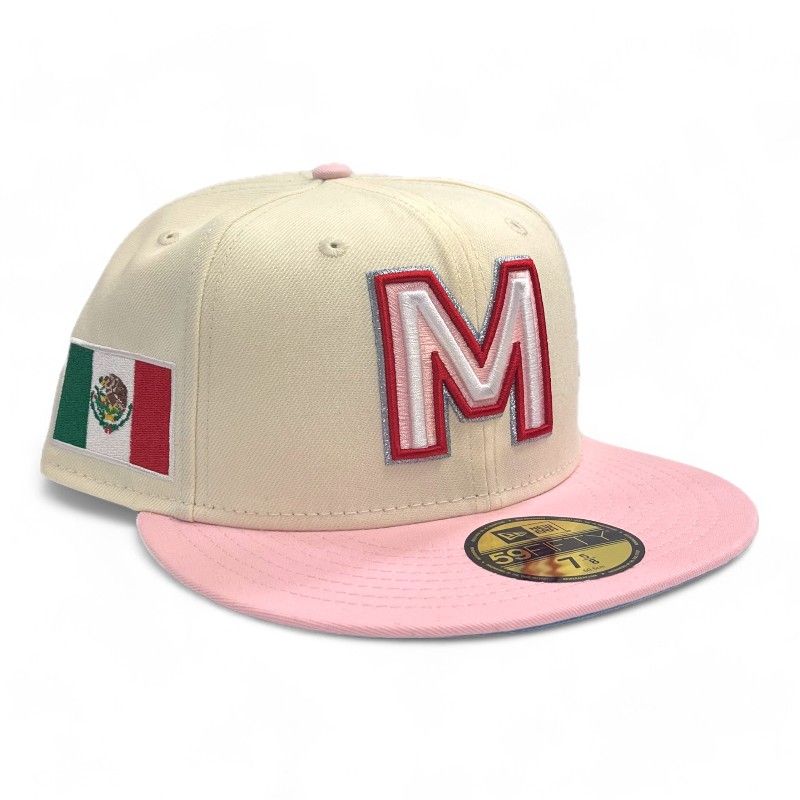 Mexico Chrome and Pink Mexico Flag Patch Icy Blue UV New Era 59FIFTY ...