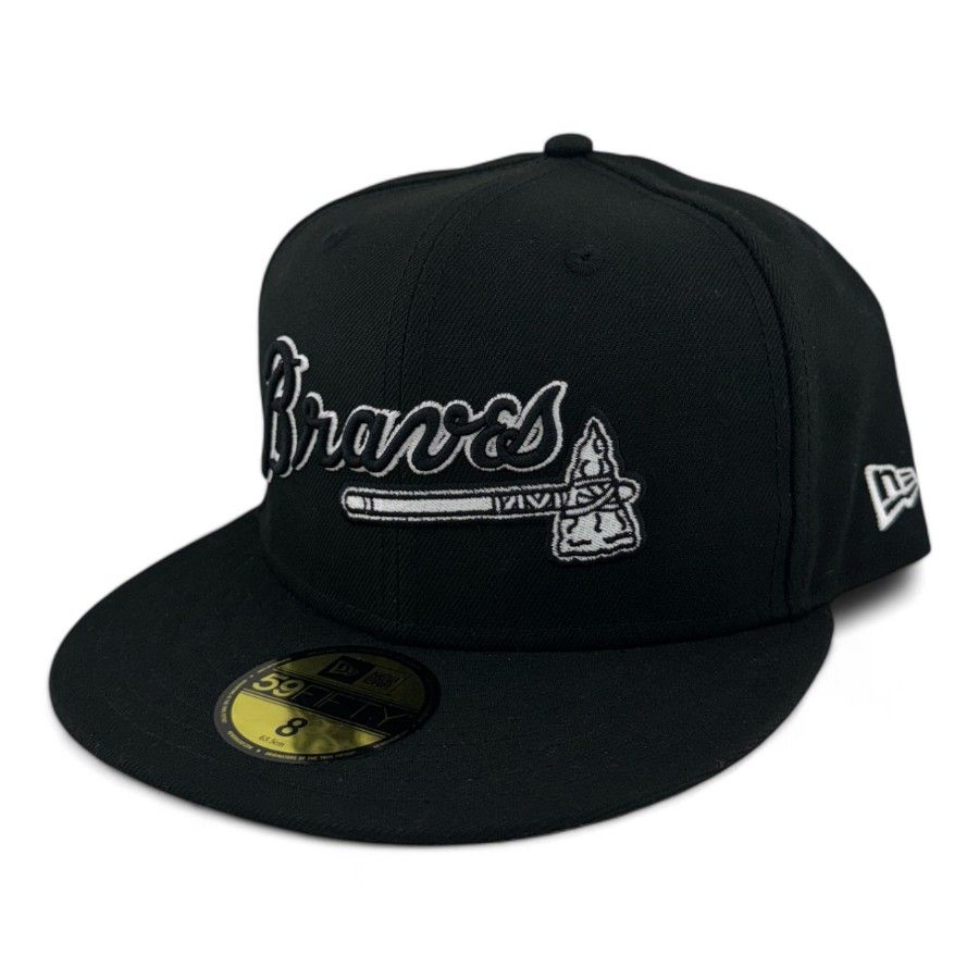 Atlanta Braves Black and White Script Tomahawk Logo Gray UV New Era ...