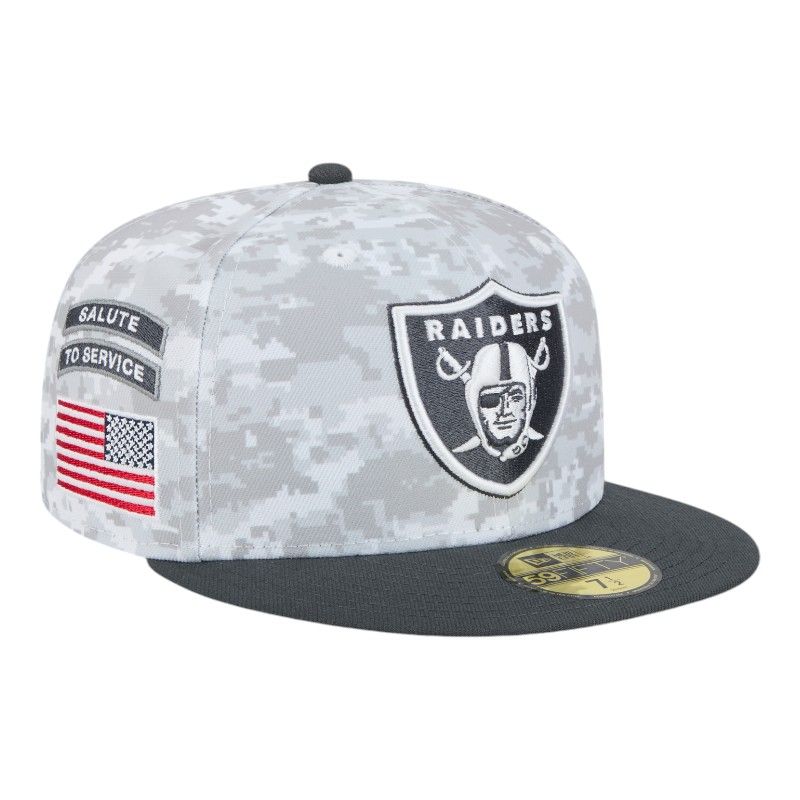 Las Vegas Raiders White Camo NFL 2024 Salute to Service New Era 59FIFTY ...