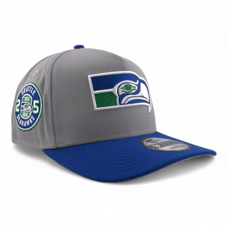 Seattle Seahawks Gray & Blue Retro 25 Seasons Patch Gray UV New Era A ...