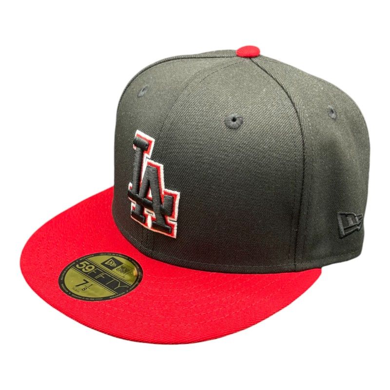 Los Angeles Dodgers Black and Red Upside Down LA Gray UV 59FIFTY Fitted Hat