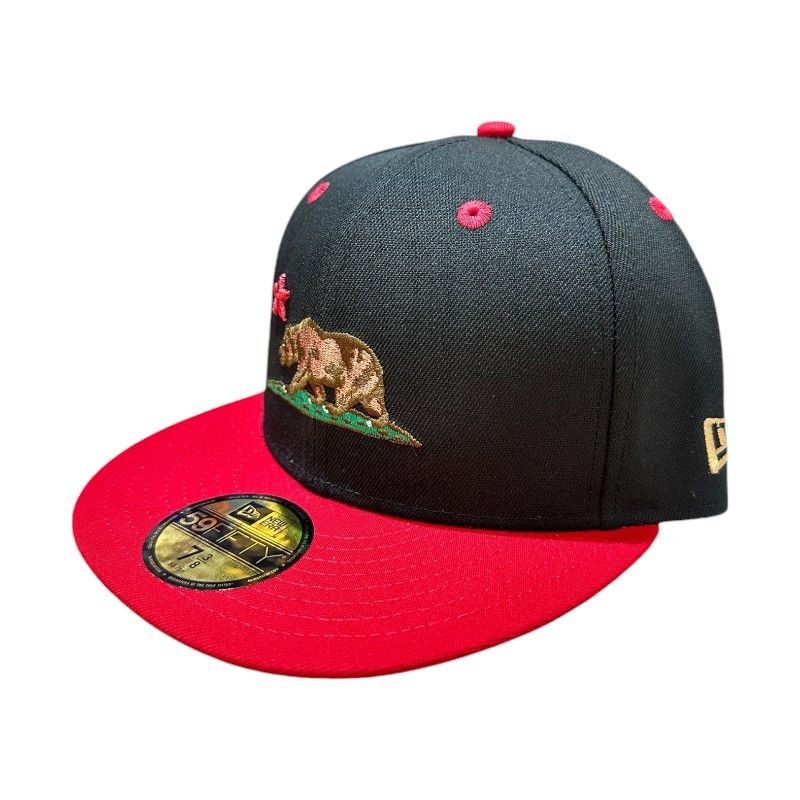 California Republic Black and Red Gray UV New Era 59FIFTY Fitted Hat