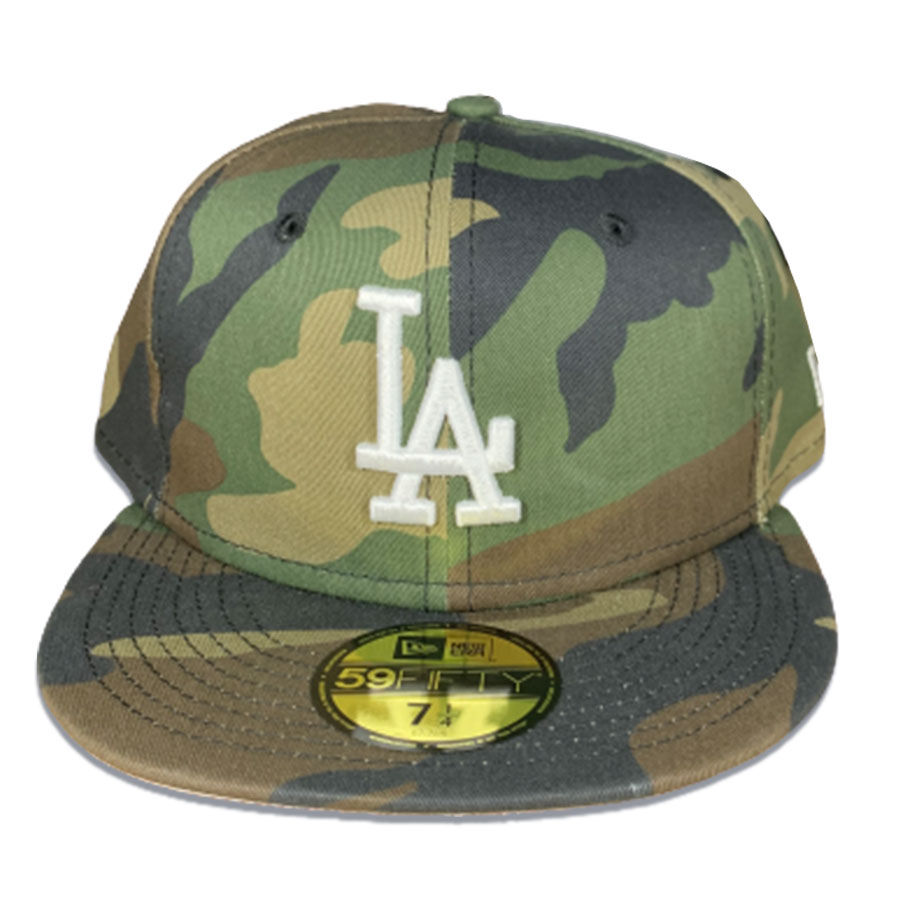 Los Angeles Dodgers Camo White LA Logo Custom New Era 59FIFTY Fitted Hat