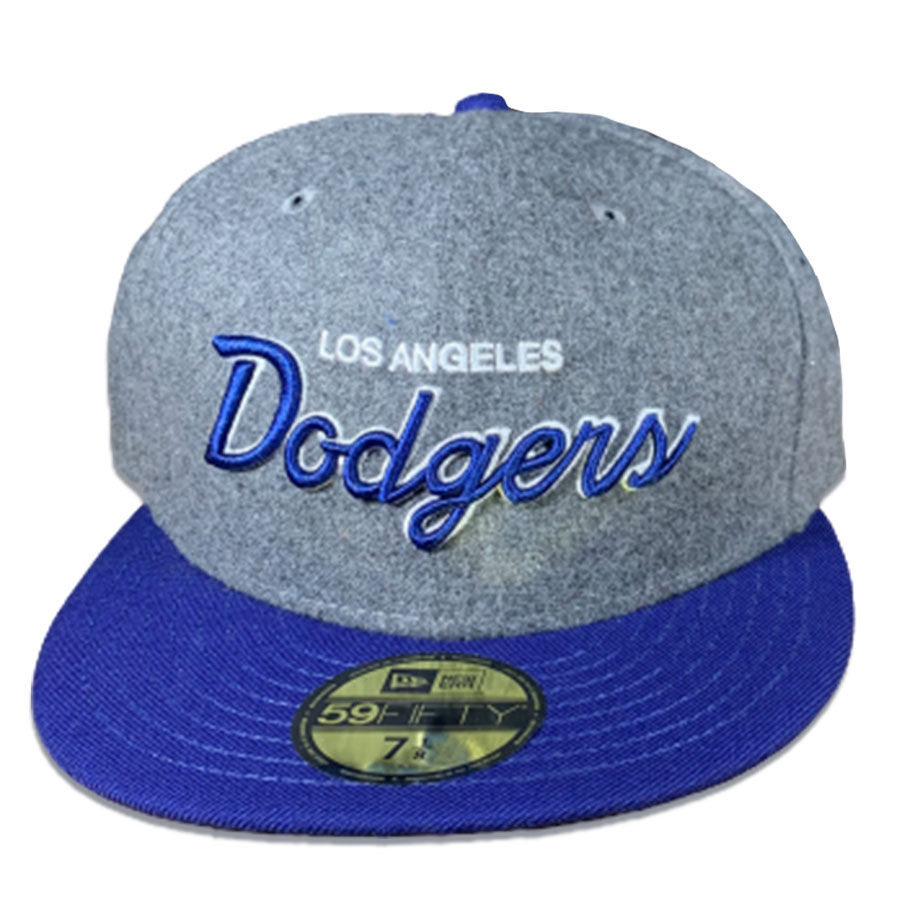 Los Angeles Dodgers Script Gray Flannel Wool Custom 59FIFTY Fitted Hat