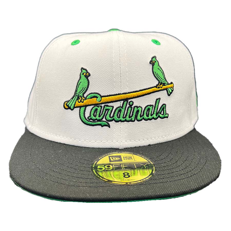 St Louis Off White Two Tone Script Logo Green UV 59FIFTY Fitted Hat