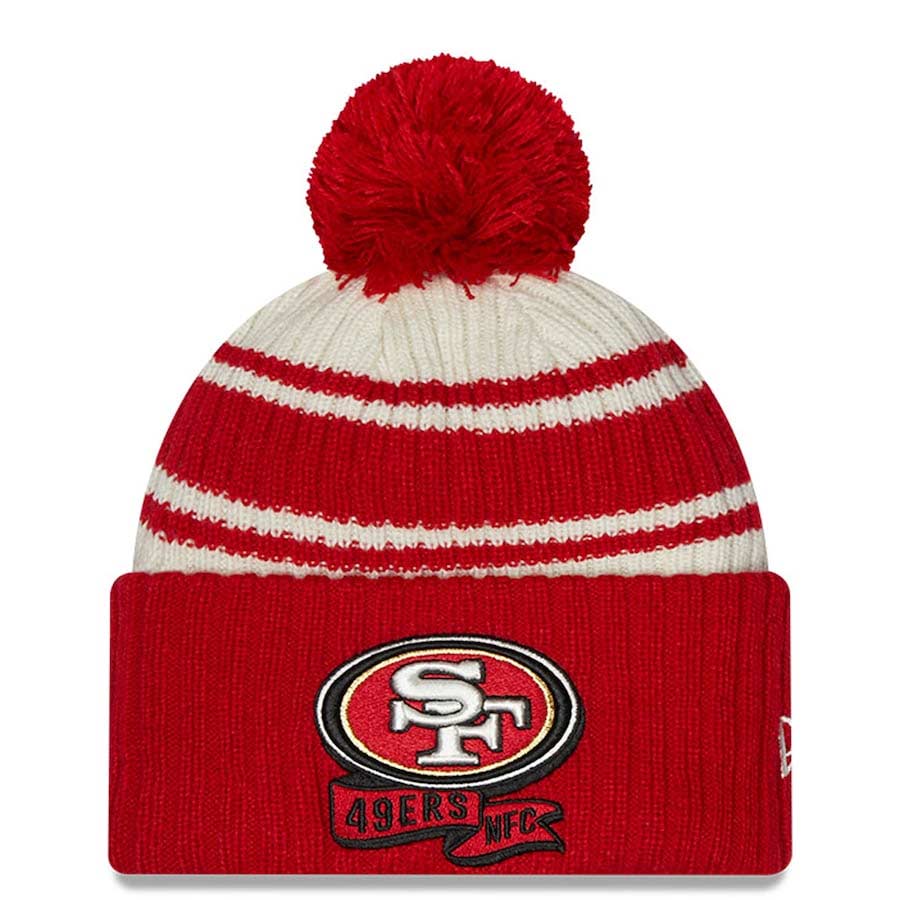San Francisco 49ers New Era 2022 Cream NFL Sideline Sport Pom Cuffed ...
