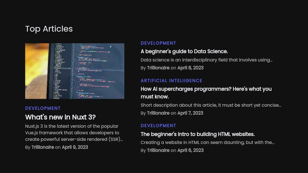 Blog Starter Using Nuxt Js 3 And Tailwind Css Organic Ai Less Website Templates