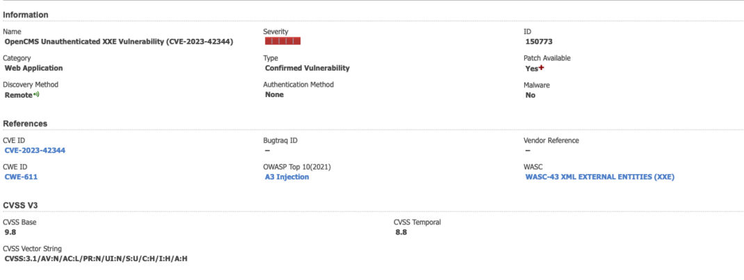 OpenCms CVE-2023-42344: XXE Exposure Detailed | Qualys