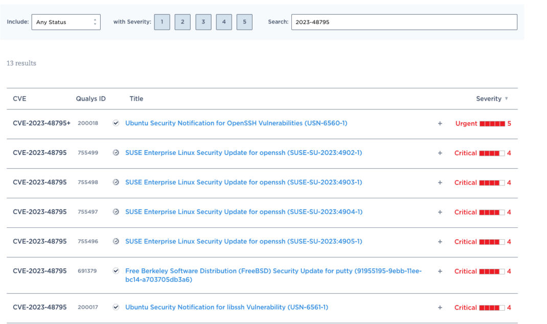 Mitigate SSH Vulnerability CVE-2023-48795 with Qualys CSAM | Qualys