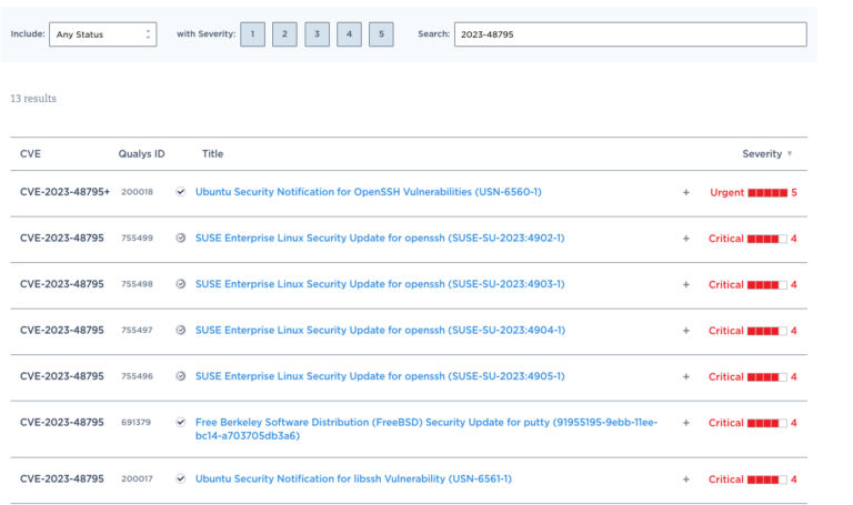 Mitigate SSH Vulnerability CVE-2023-48795 with Qualys CSAM | Qualys