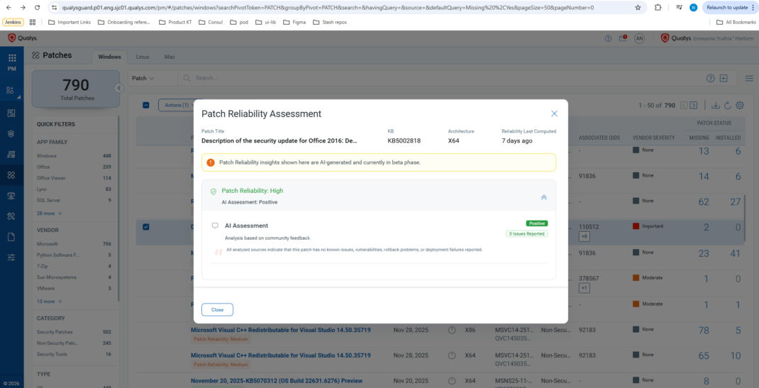AI Patch Reliability Score - Predict and Prioritize Patch Impact | Qualys