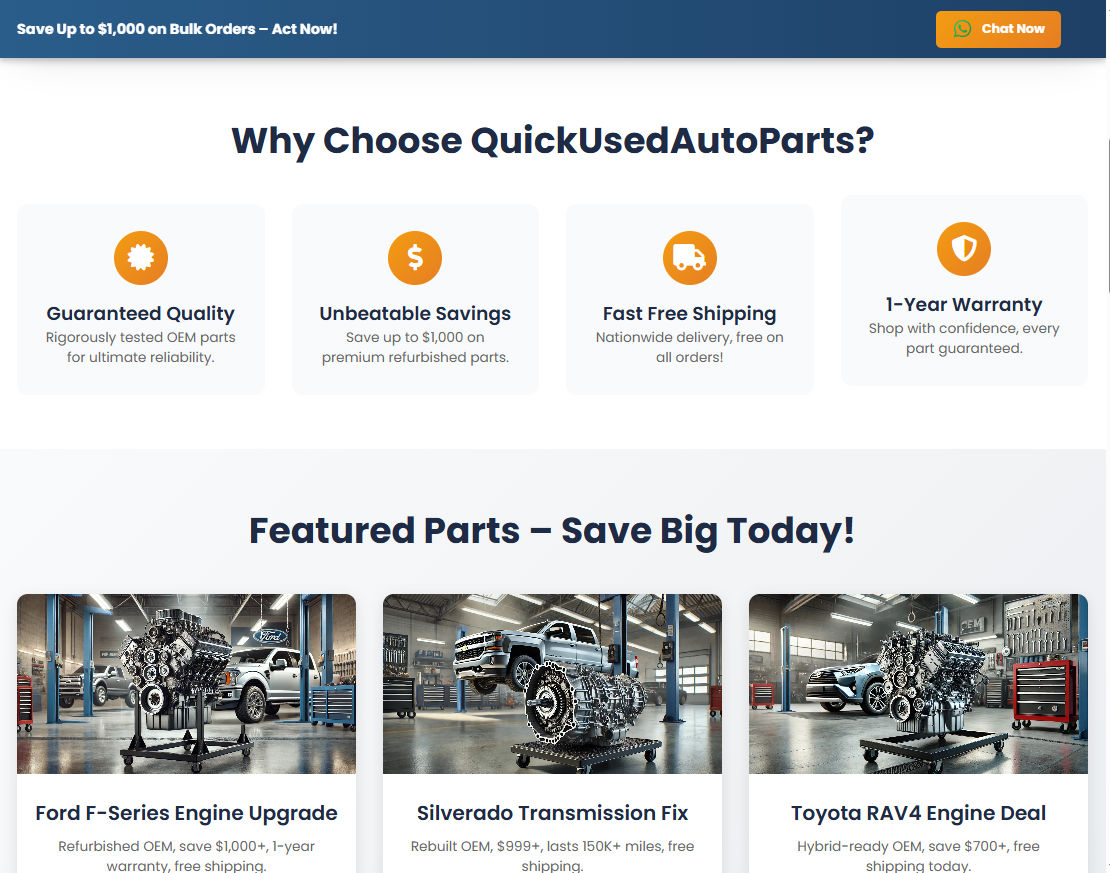 Refurbished Engines & Transmissions - Ford, Toyota & More | QuickUsedAutoParts