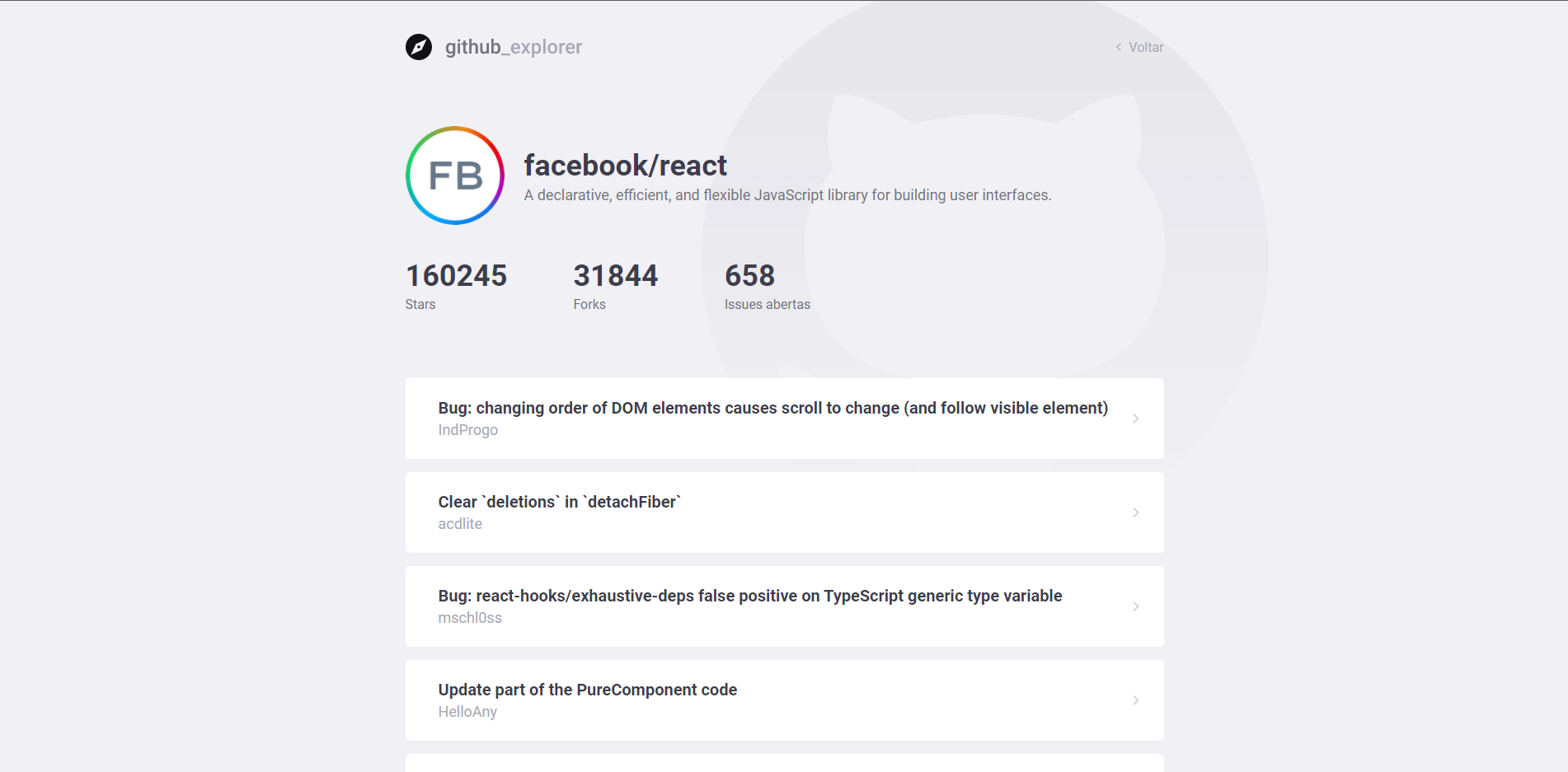 Github Joaov56github Explorer A Project Developed Using React And Typescript And Consuming