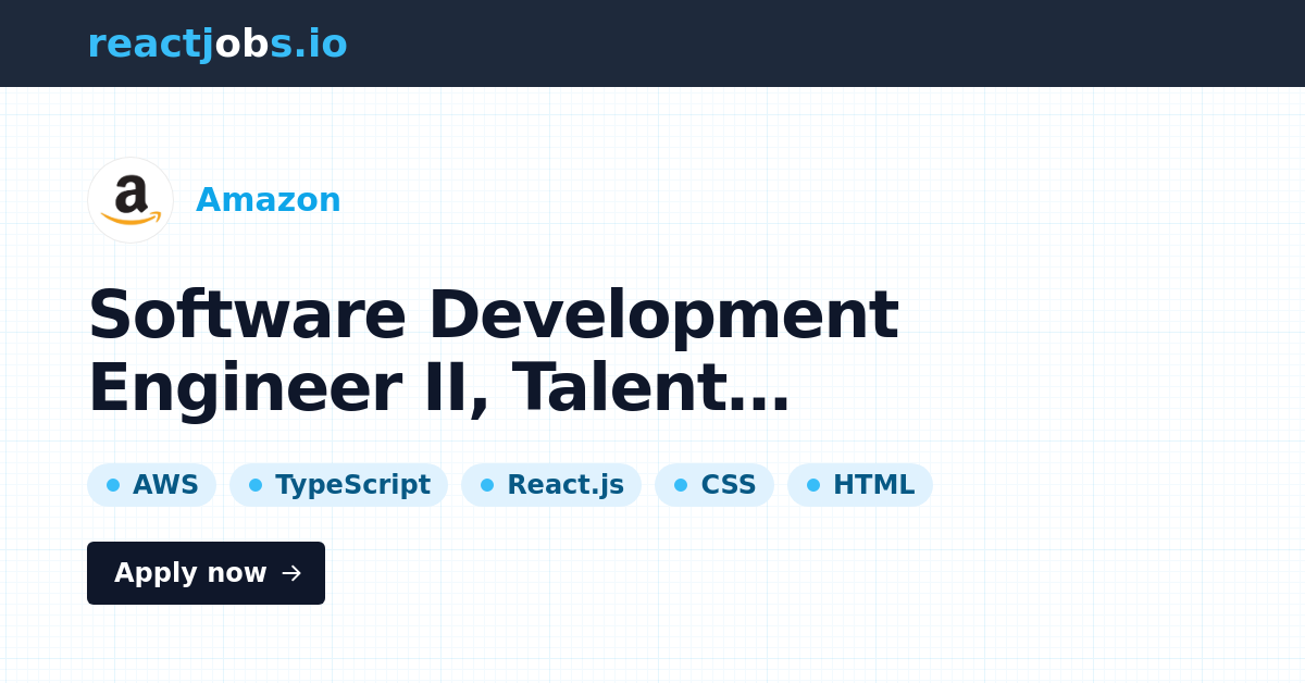 Software Development Engineer II, Talent Development Tech (TDT) at Amazon Software Development Engineer II, Talent Development Tech (TDT) at Amazon