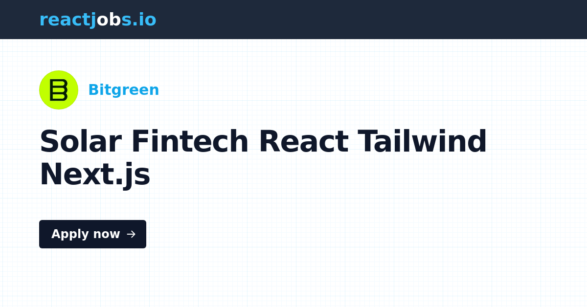 Remote Solar Fintech React Tailwind Next.js at Bitgreen