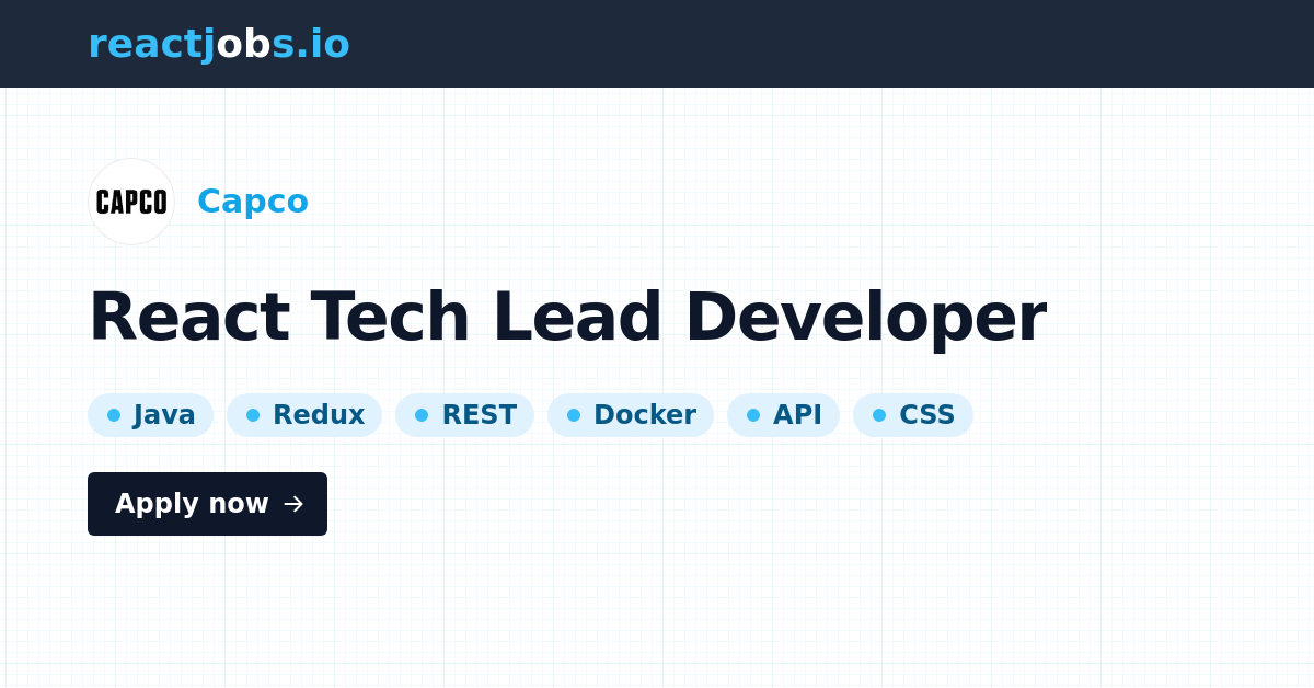 React Tech Lead Developer at Capco
