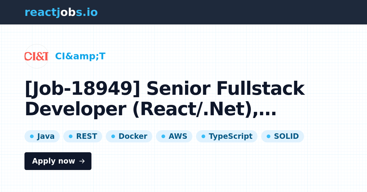 Job 18949 Senior Fullstack Developer React Net Colombia At Ci T