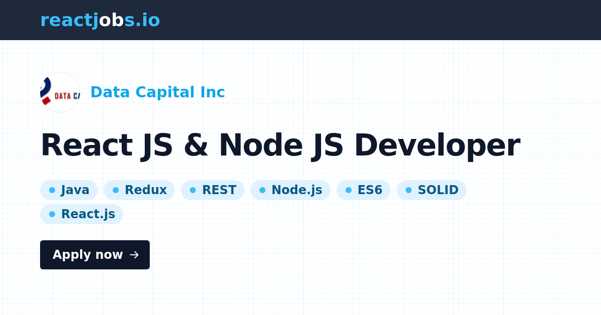 React JS & Node JS Developer at Data Capital Inc