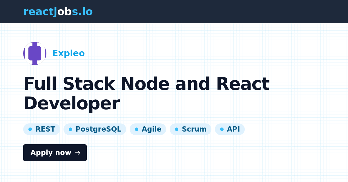 Full Stack Node and React Developer at Expleo