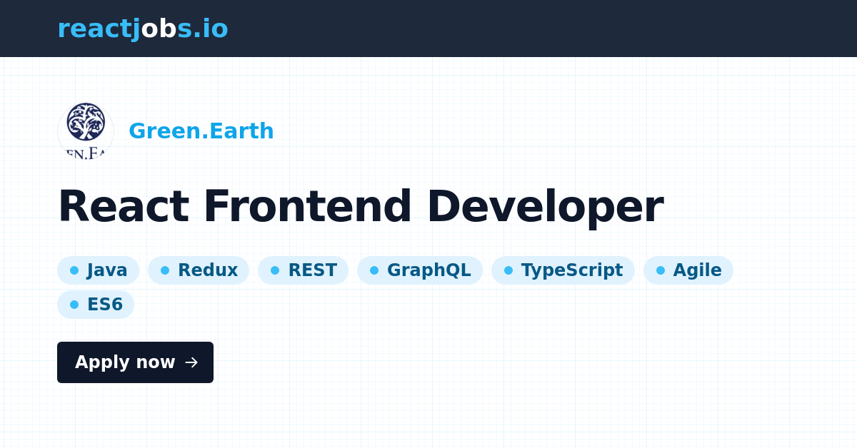 Remote React Frontend Developer at Green.Earth