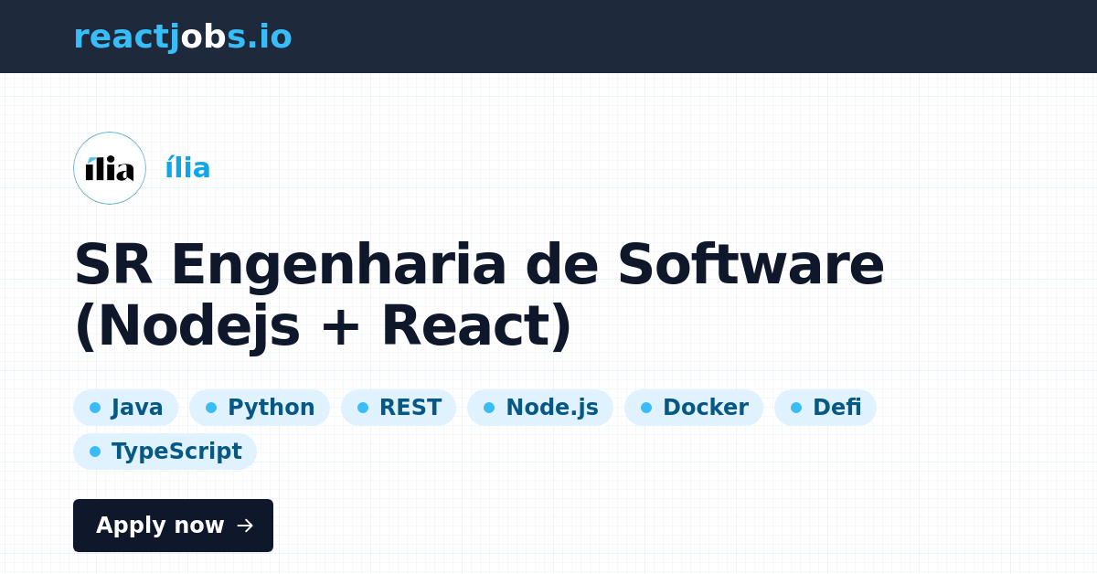 Remote SR Engenharia de Software (Nodejs + React) at ília