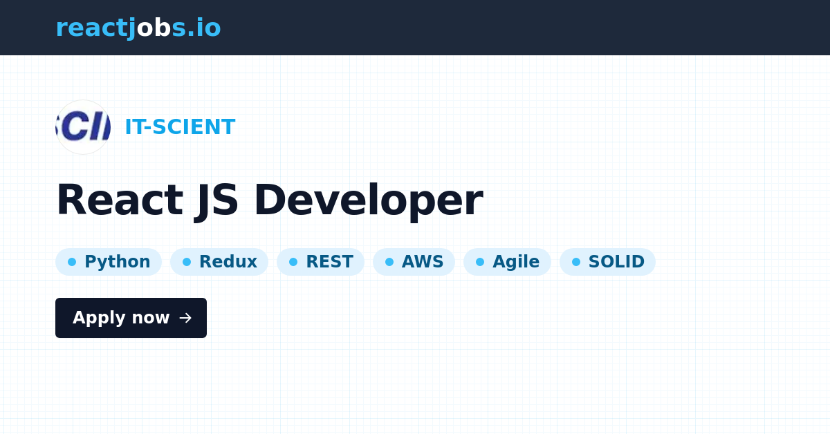 React JS Developer at IT-SCIENT