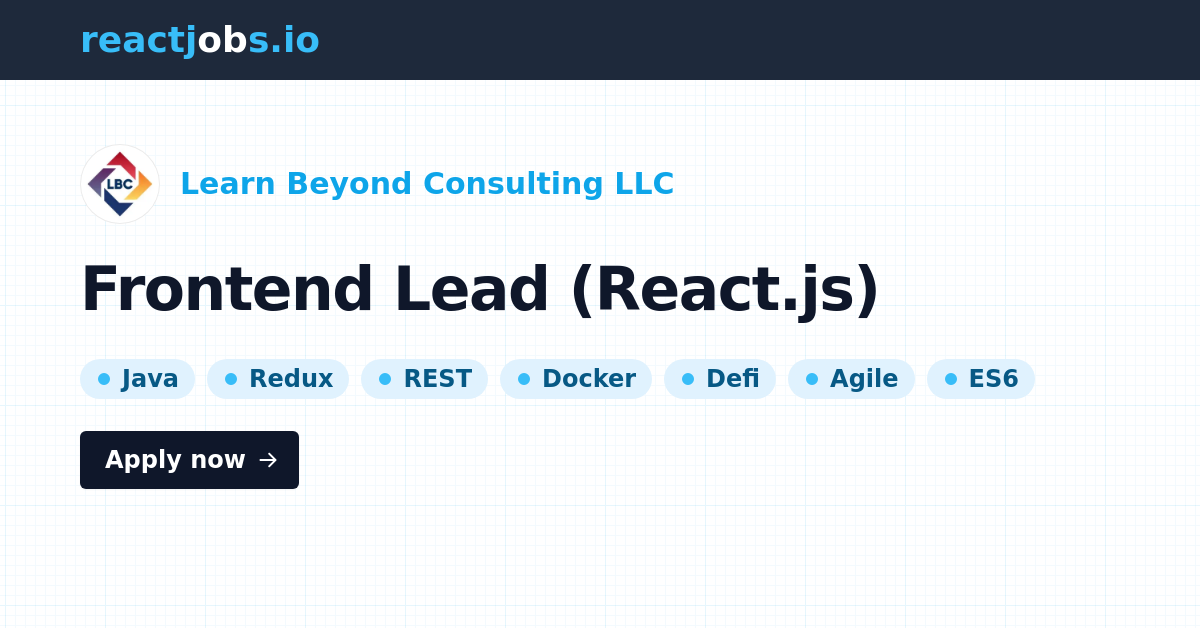 Frontend Lead (React.js) at Learn Beyond Consulting LLC