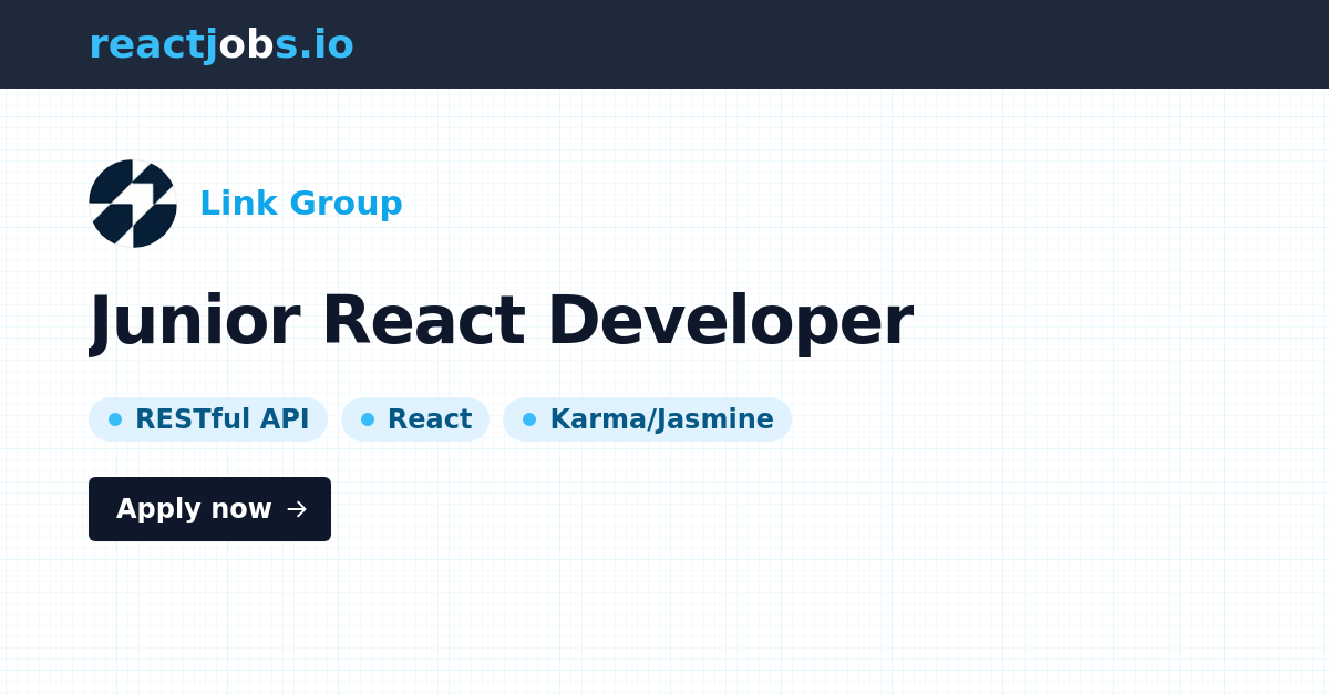 Remote Junior React Developer at Link Group Remote Junior React Developer at Link Group