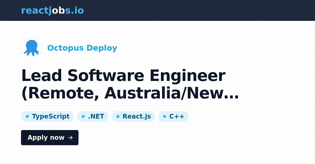 Remote Lead Software Engineer (Remote, Australia/New Zealand) at Octopus Deploy