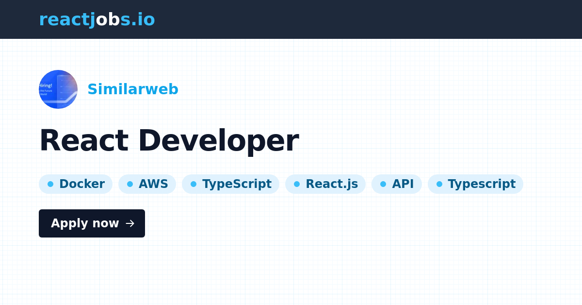 Remote React Developer at Similarweb Remote React Developer at Similarweb