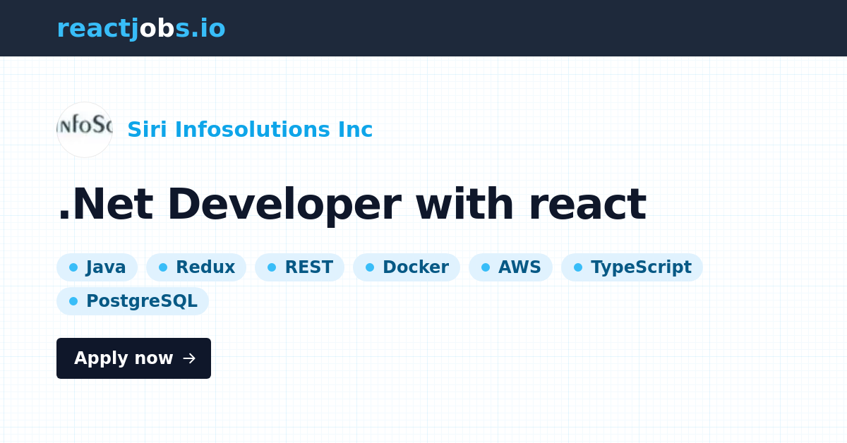 .Net Developer with react at Siri Infosolutions Inc