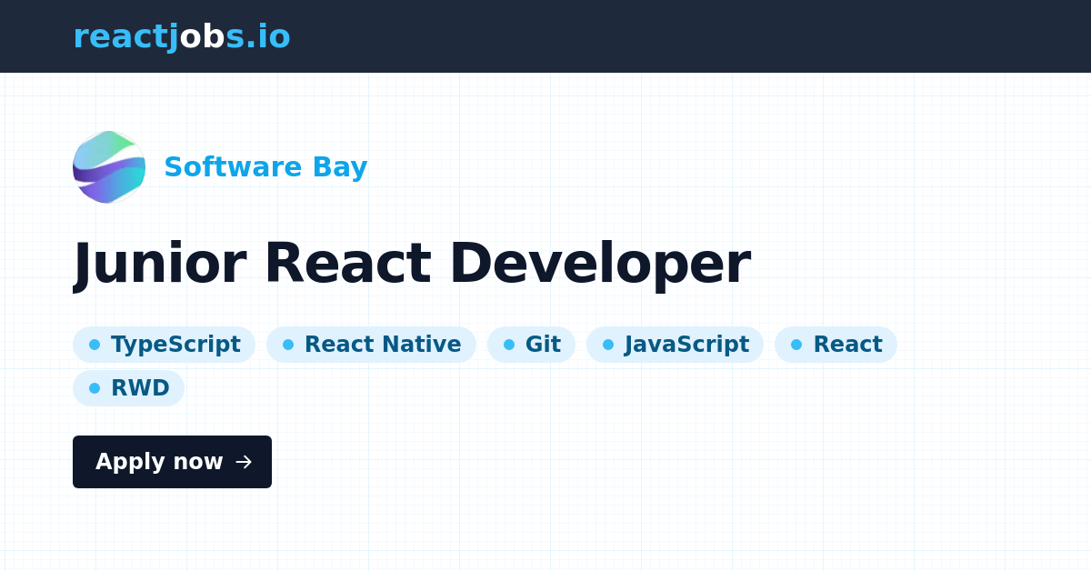 Remote Junior React Developer at Software Bay Remote Junior React Developer at Software Bay