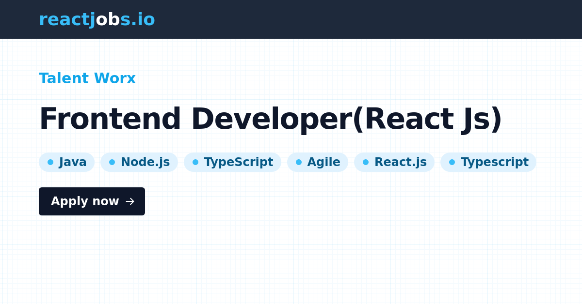 Remote Frontend Developer(React Js) at Talent Worx Remote Frontend Developer(React Js) at Talent Worx