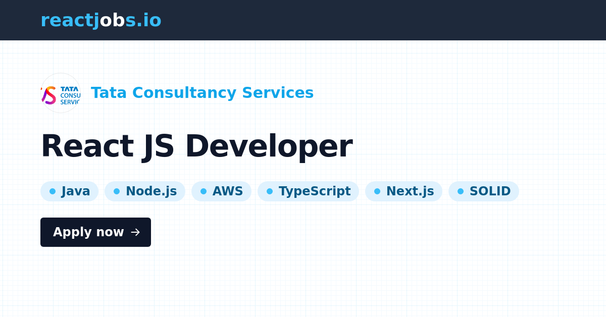 React JS Developer at Tata Consultancy Services