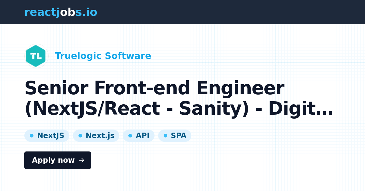 Remote Senior Front End Engineer Nextjsreact Sanity Digital Marketing Agency Id 2088 