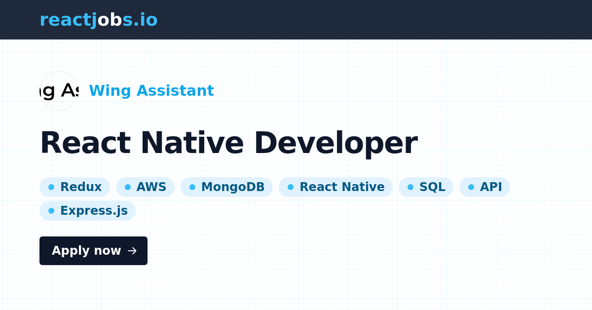 React Native Developer at Wing Assistant