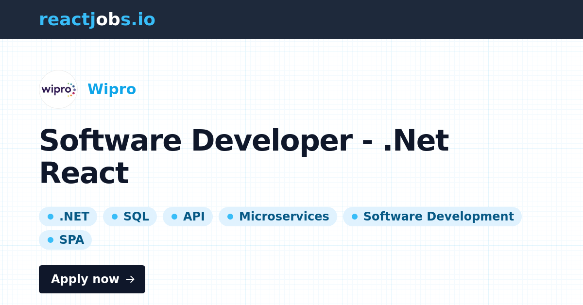 Software Developer - .Net React at Wipro