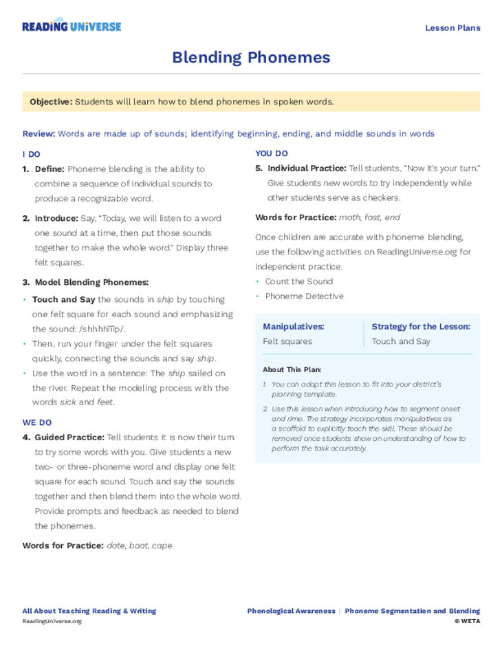 Reading Universe | Phonemic Awareness