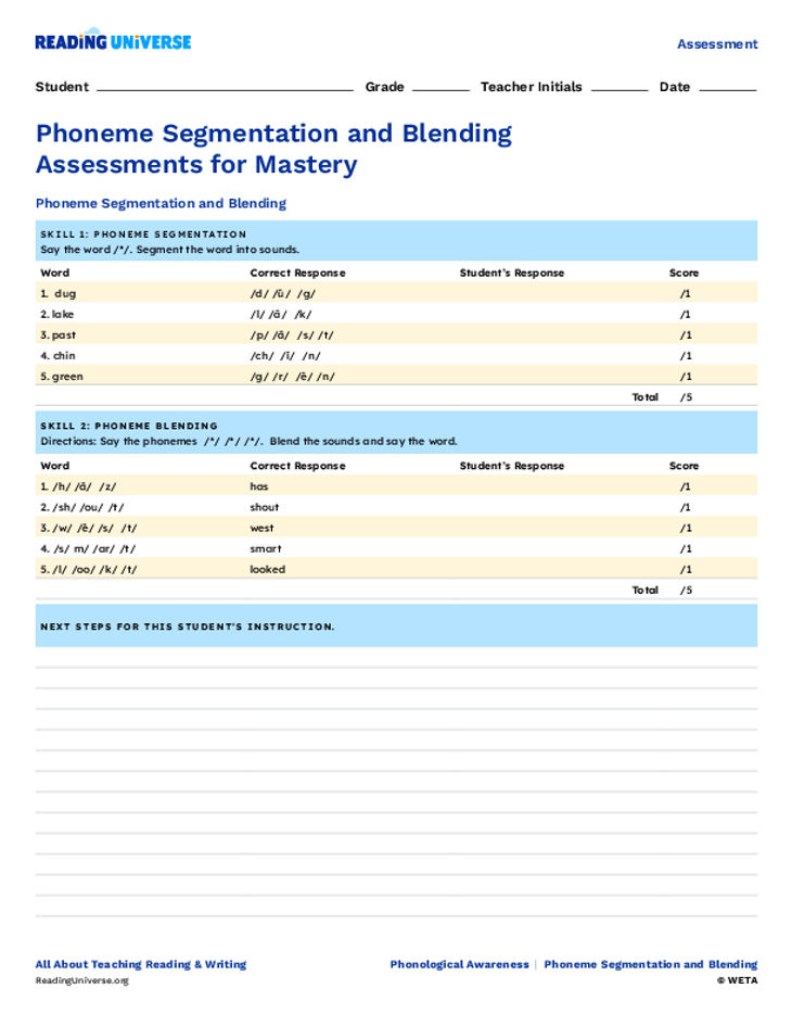 Reading Universe | Assessment