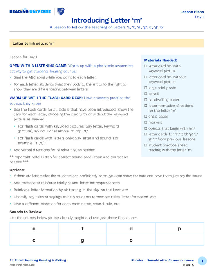 Reading Universe | Sound-Letter Correspondence