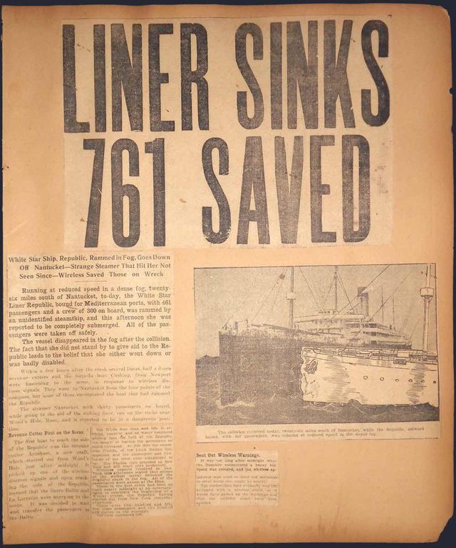 Historical News Coverage of the Sinking of the RMS Republic