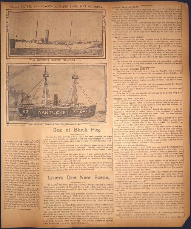 Historical News Coverage of the Sinking of the RMS Republic